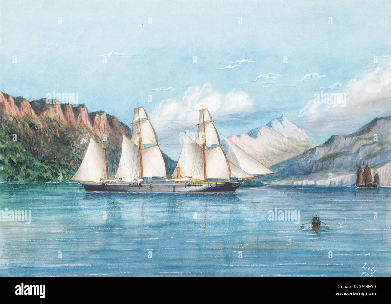 A watercolour and gouache by Francis Henry Boyer from 1876 depicting ...