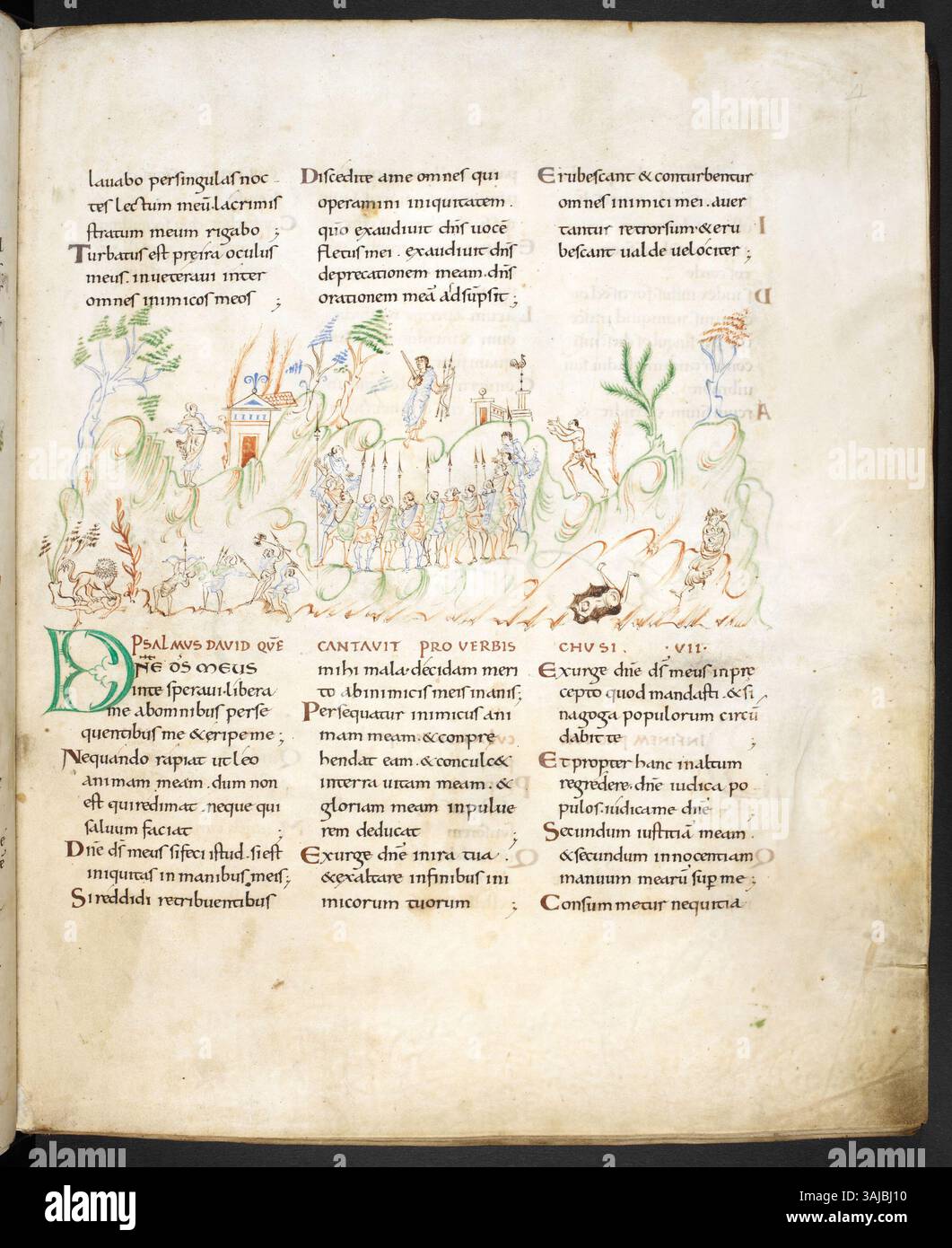 This page from the *Psautier Harley*, dating between 1000 and 1050 ...