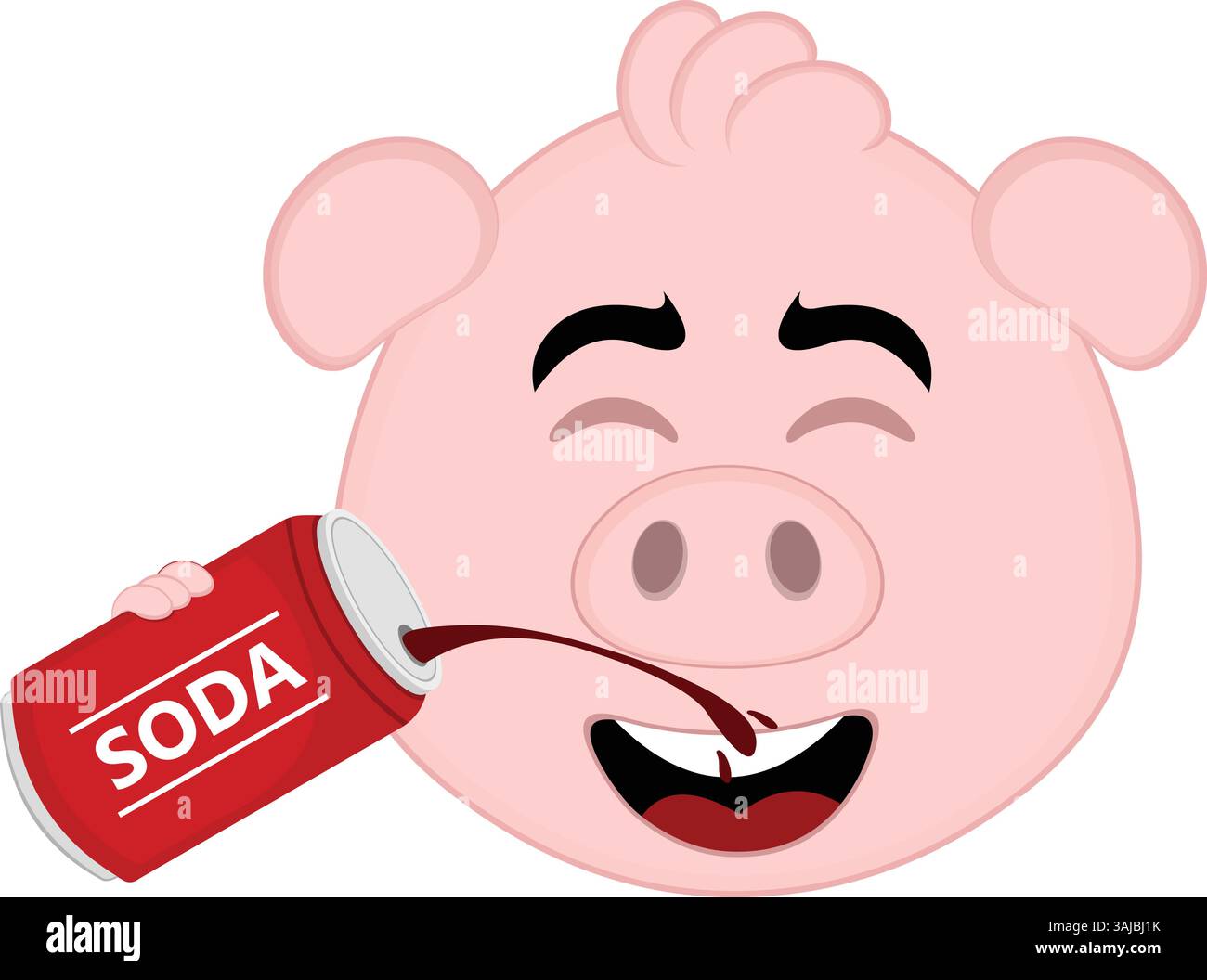 vector illustration emoji character face pig cartoon, drinking a can of soda cola Stock Vector ...