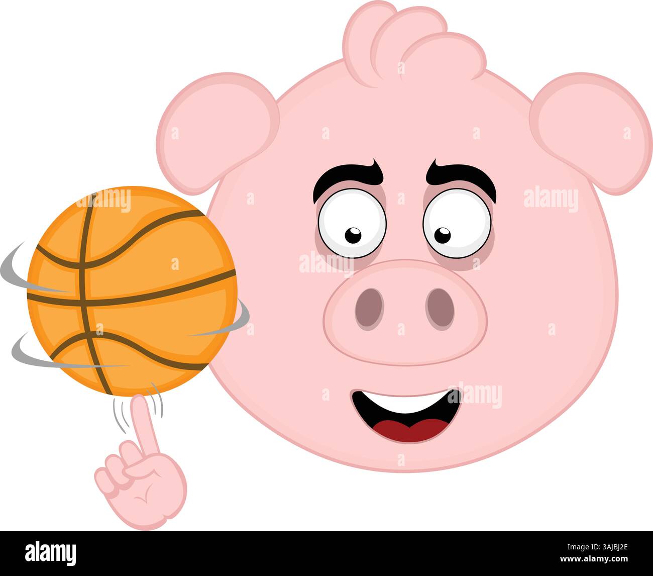vector illustration emoji character face pig cartoon, with a basketball ...