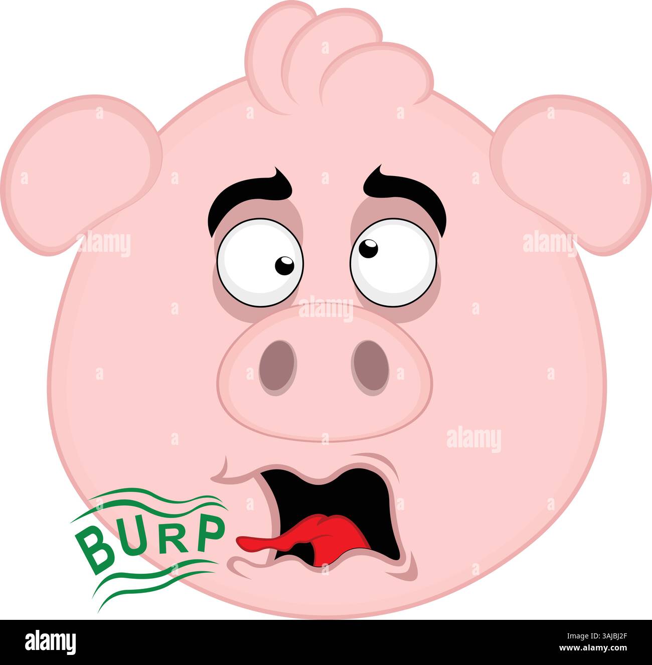 vector illustration emoji character face pig cartoon, mouth burping with the text burp Stock ...