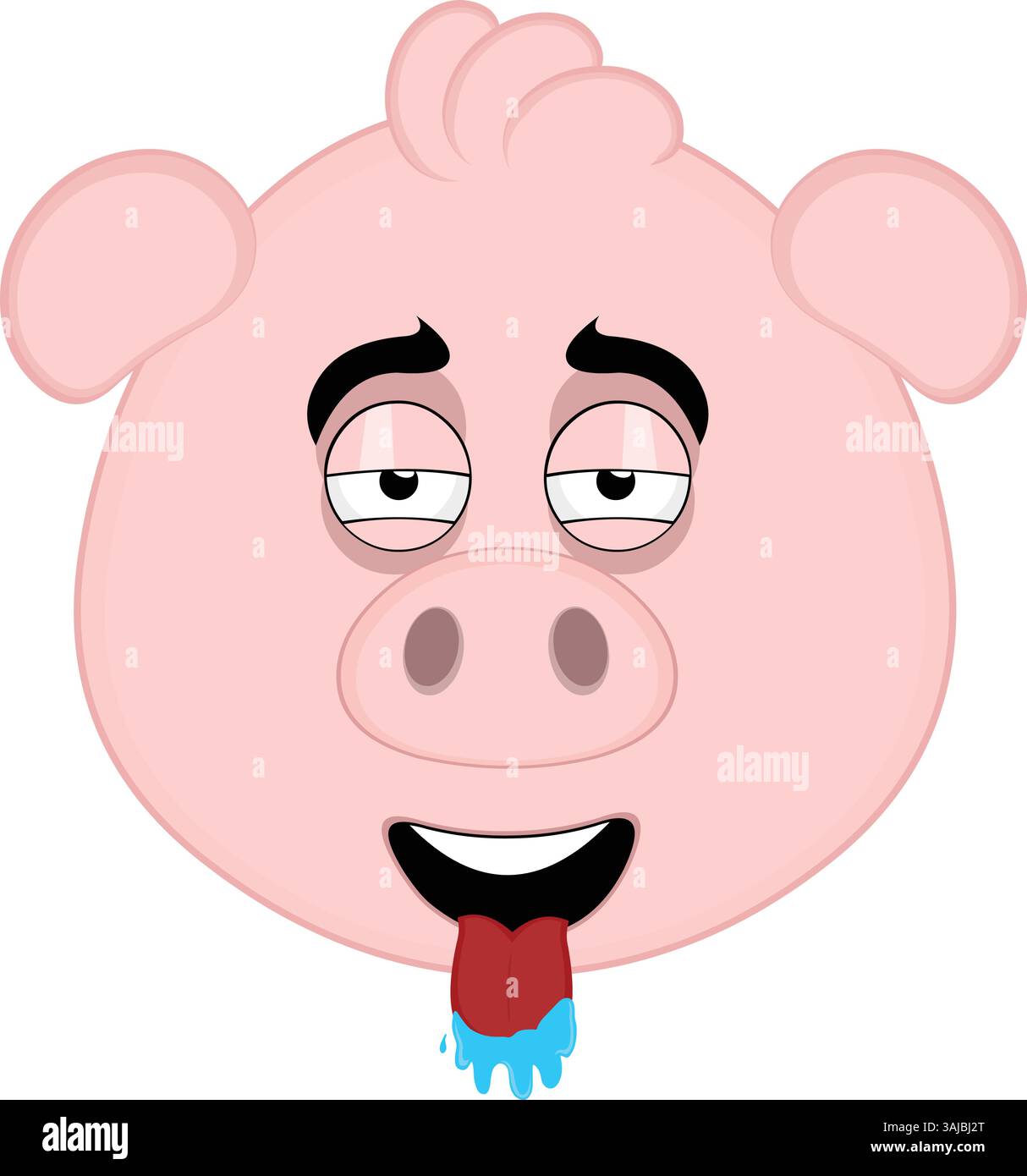 vector illustration emoji character face pig cartoon, with a desire expression, tongue out and ...