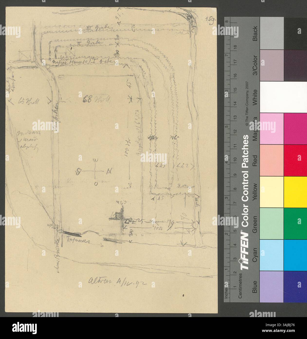 Depicts a situational map of Altreu, showing the wall and moat Stock ...