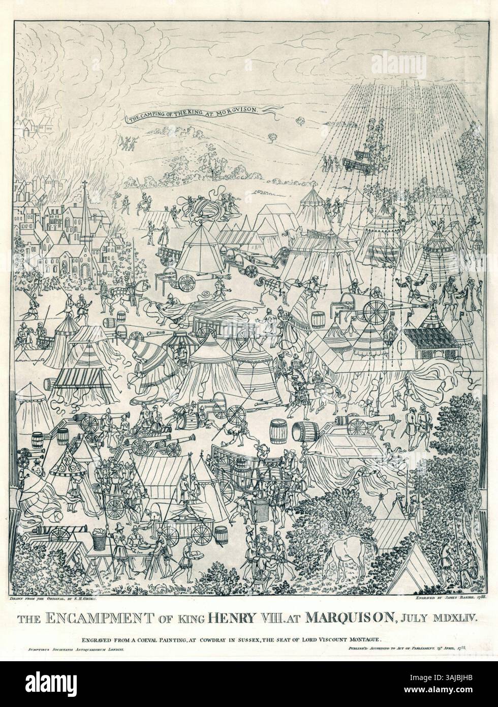 James Basire's engraving, *The Encampment of King Henry VIII at ...