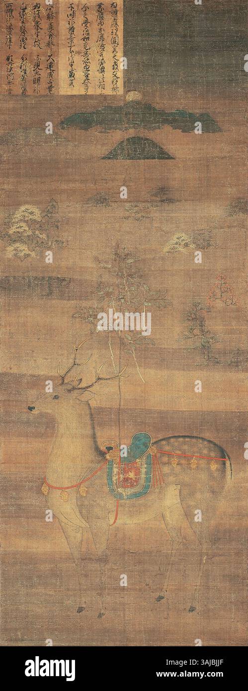 The 'Kasuga Deer Mandala' is a traditional Japanese painting depicting ...