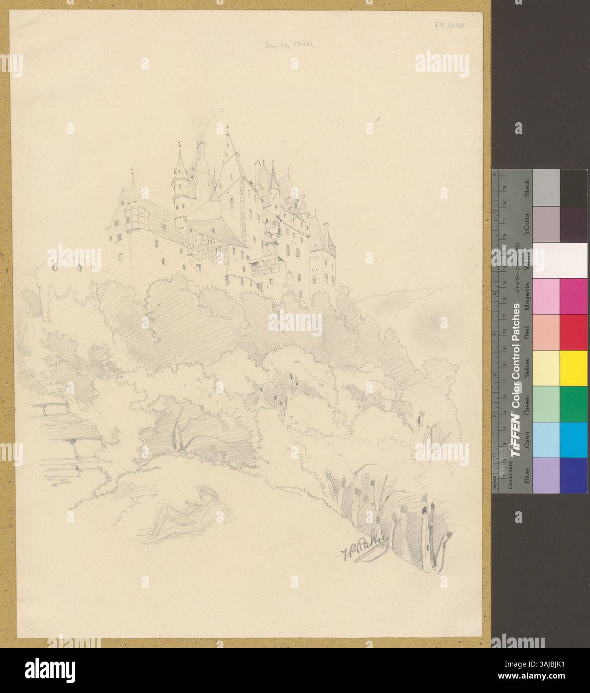 Schloss Eltz, a renowned medieval castle in Germany, is depicted in ...