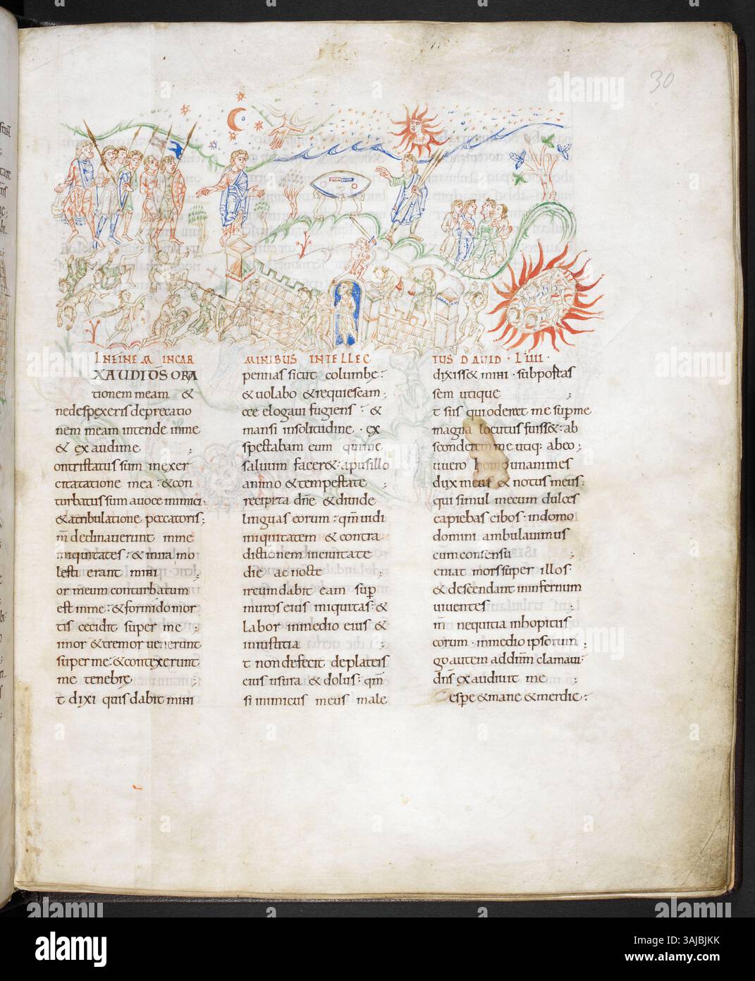 This illuminated page from the Harley Psalter, created between 1000 and ...
