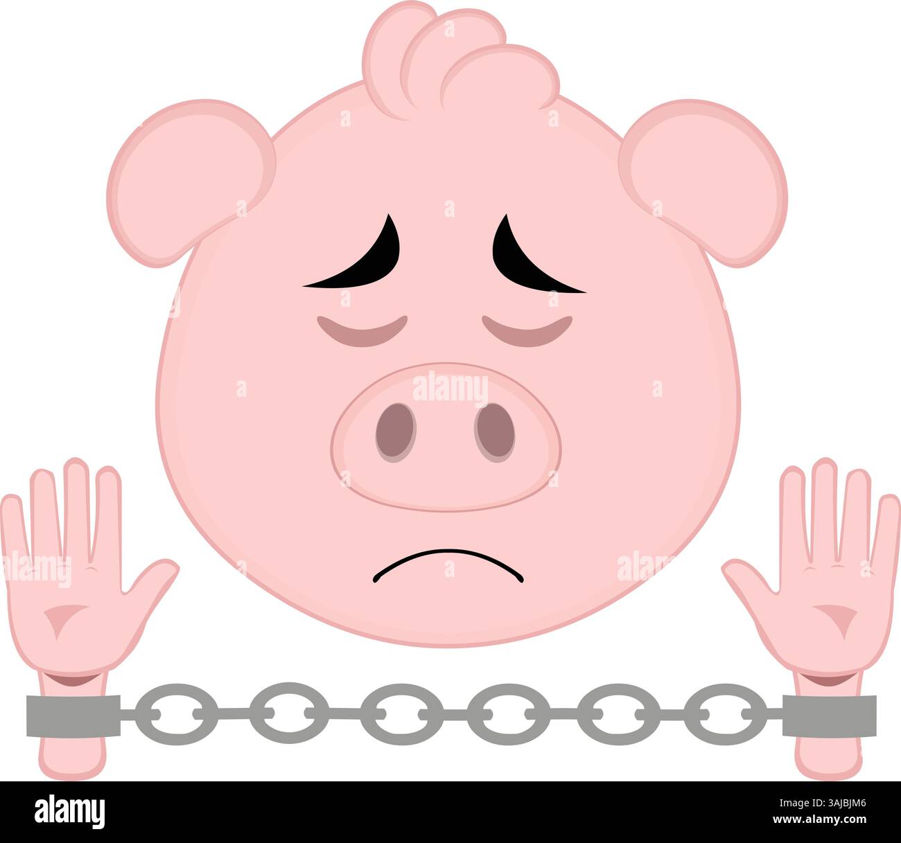vector illustration emoji character face pig cartoon, slave or prisoner ...