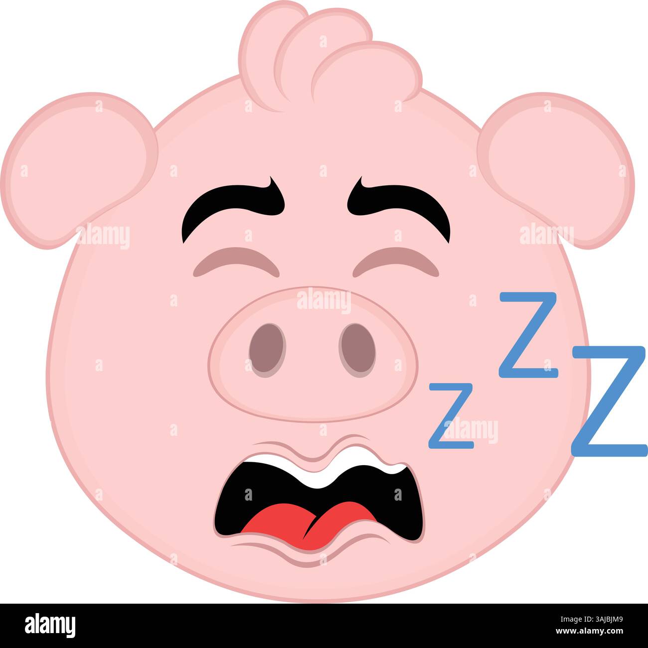 vector illustration emoji character face pig cartoon, snoring with mouth open and text zzz Stock ...