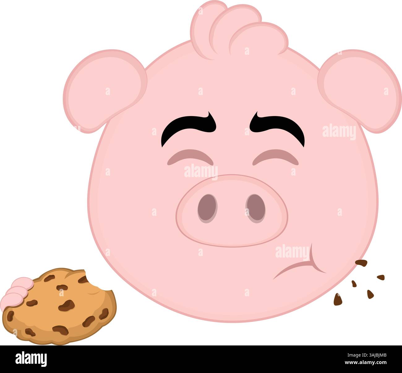vector illustration emoji character face pig cartoon, eating food ...