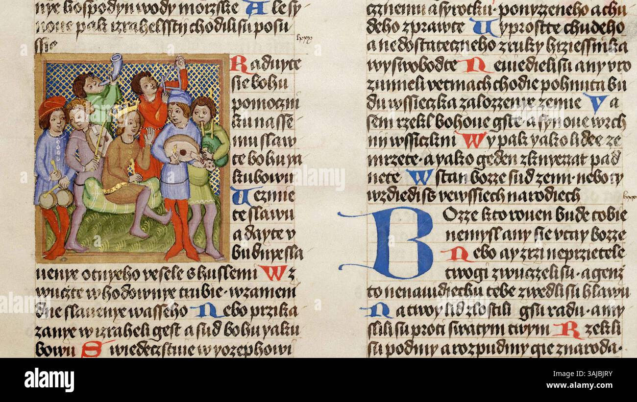 A larger view of the Olomouc Bible's illustration featuring King David ...