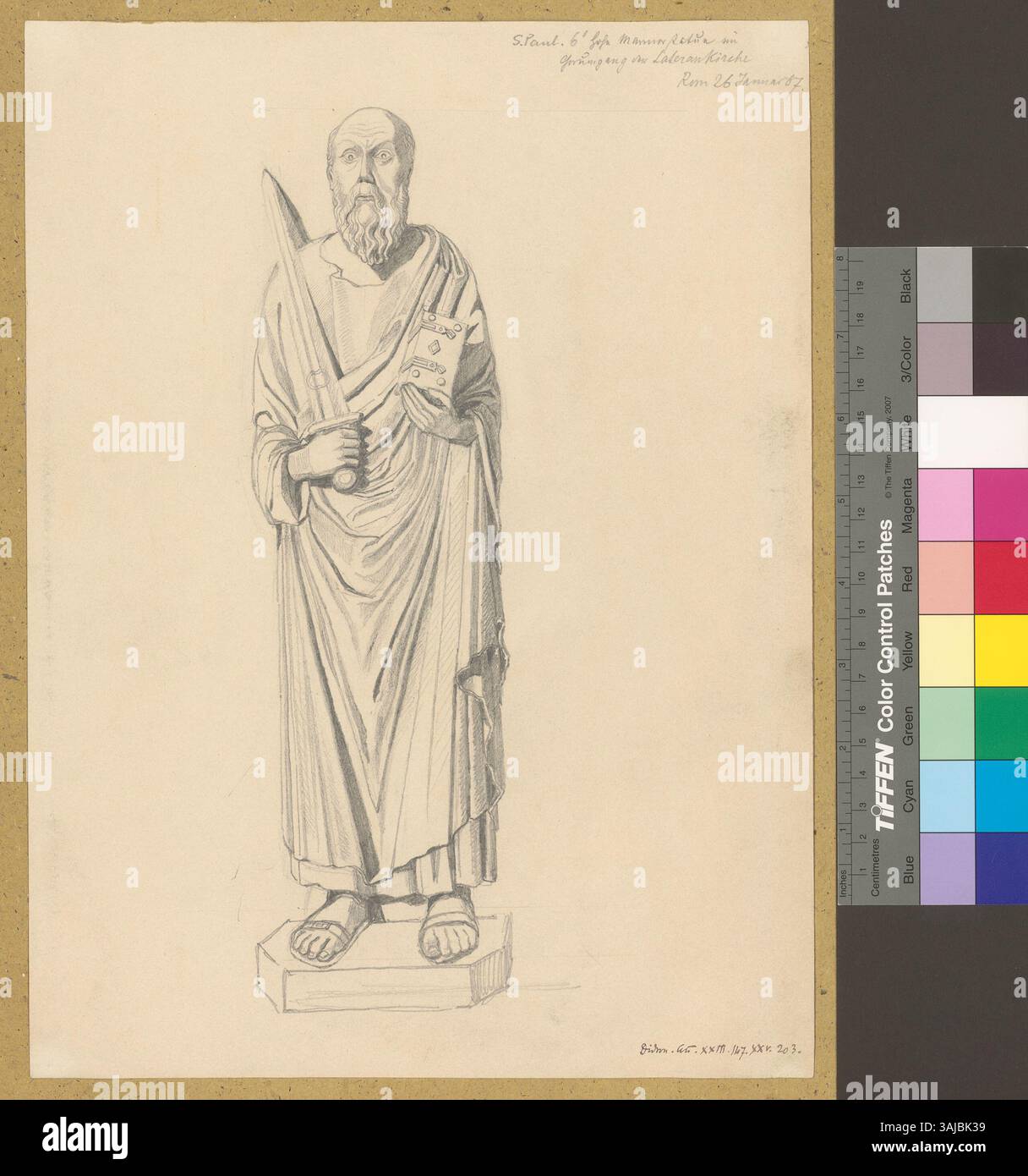 A depiction of the six-foot marble statue of Saint Paul located in the ...