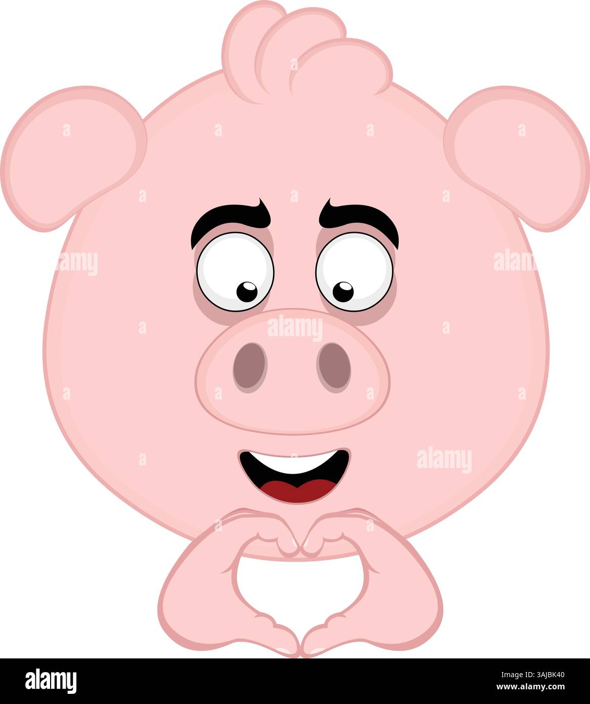 vector illustration emoji character face pig cartoon, making a heart shape with your fingers ...