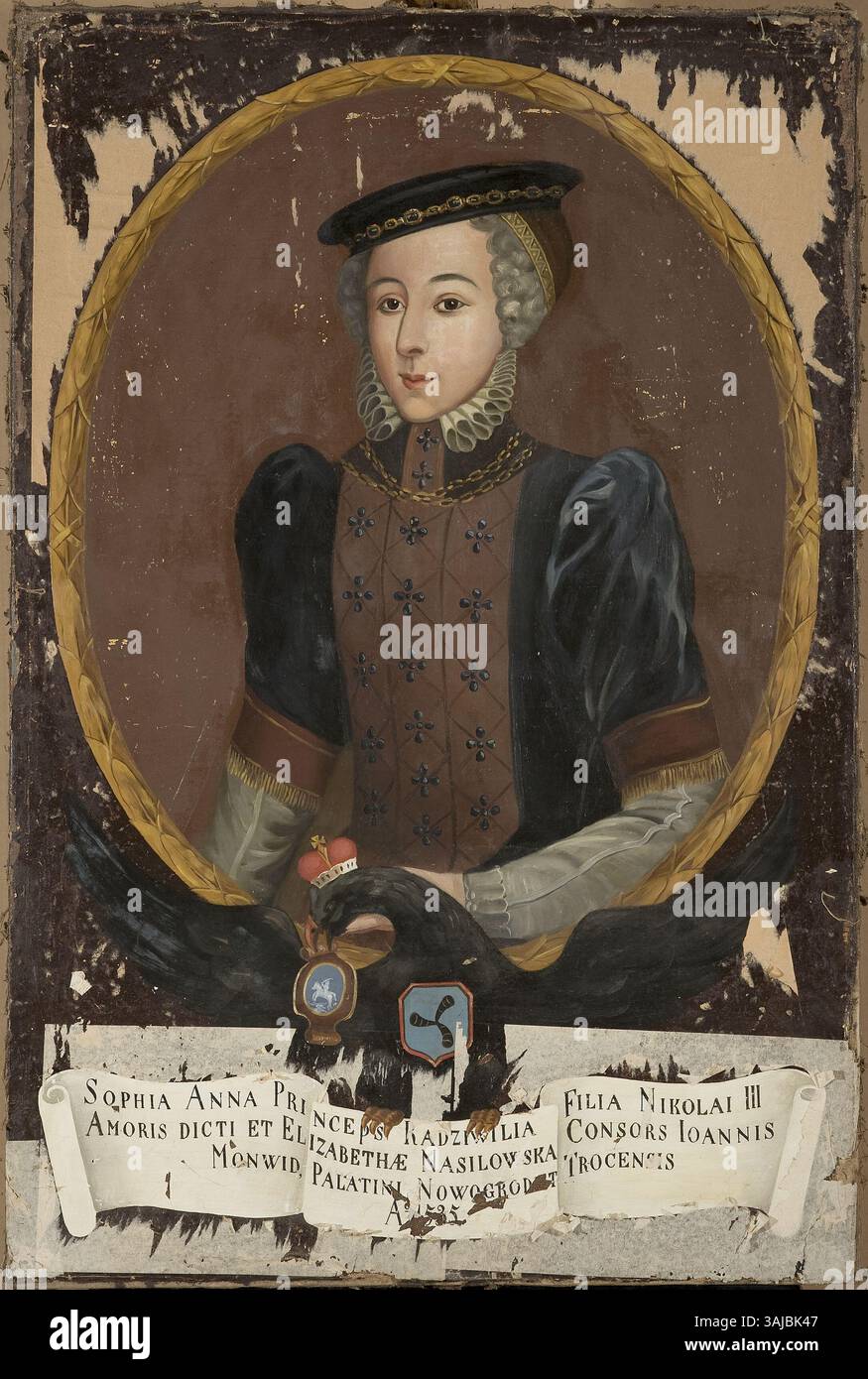 A 17th-century anonymous portrait of Zofia Anna Monwid, née Radziwiłł ...