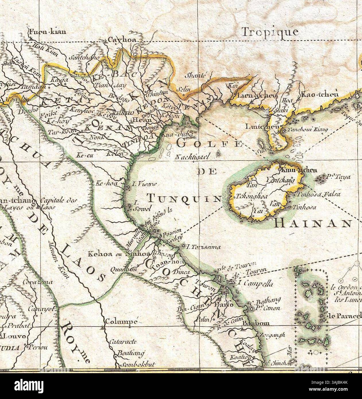 A detailed 1771 map by Rigobert Bonne showcasing southeastern China ...