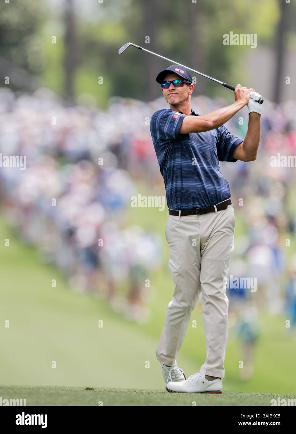 250410 Adam Scott of England during the first round of the 2025 Masters ...