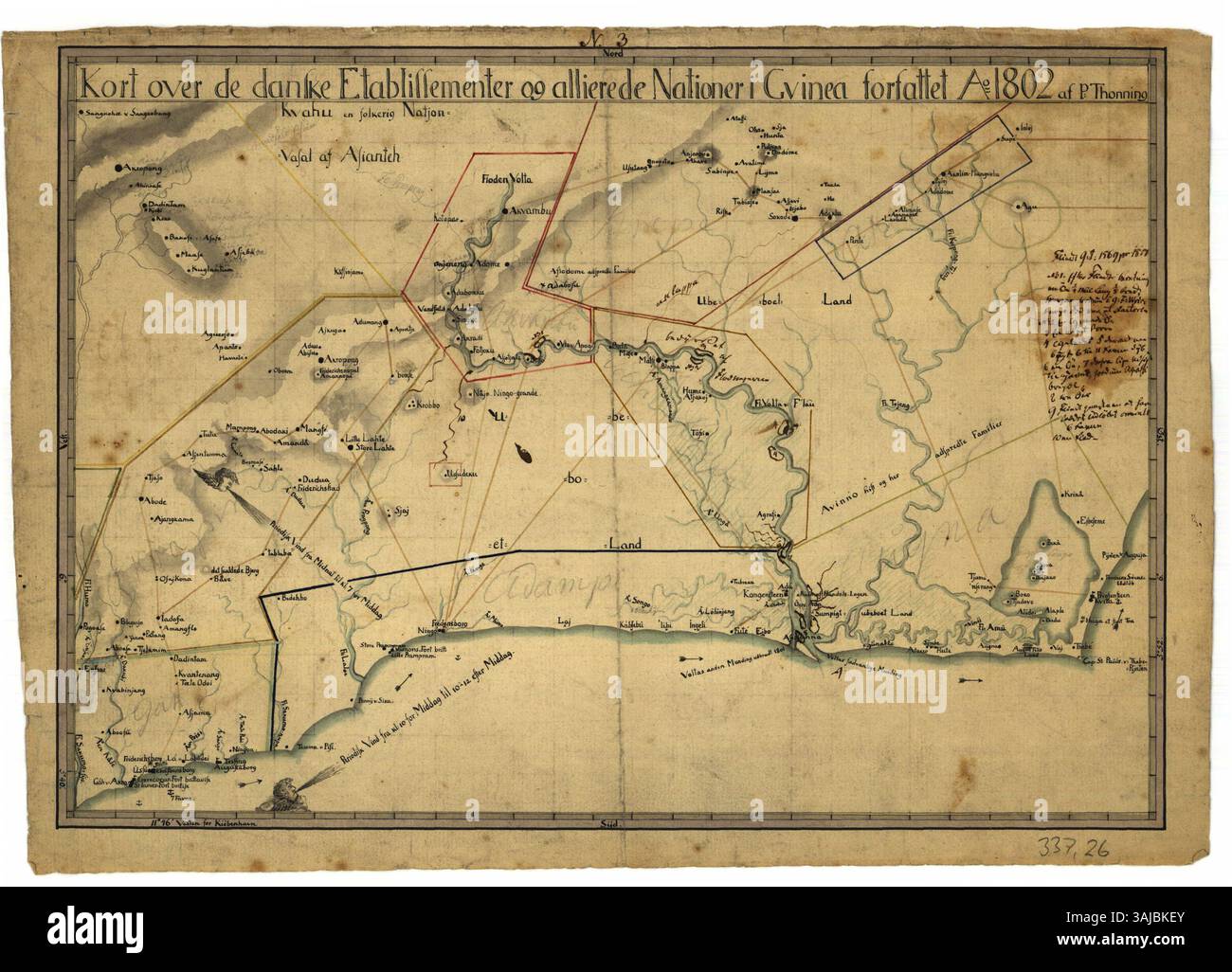 This 1802 map by Peter Thonning shows the Danish establishments and ...