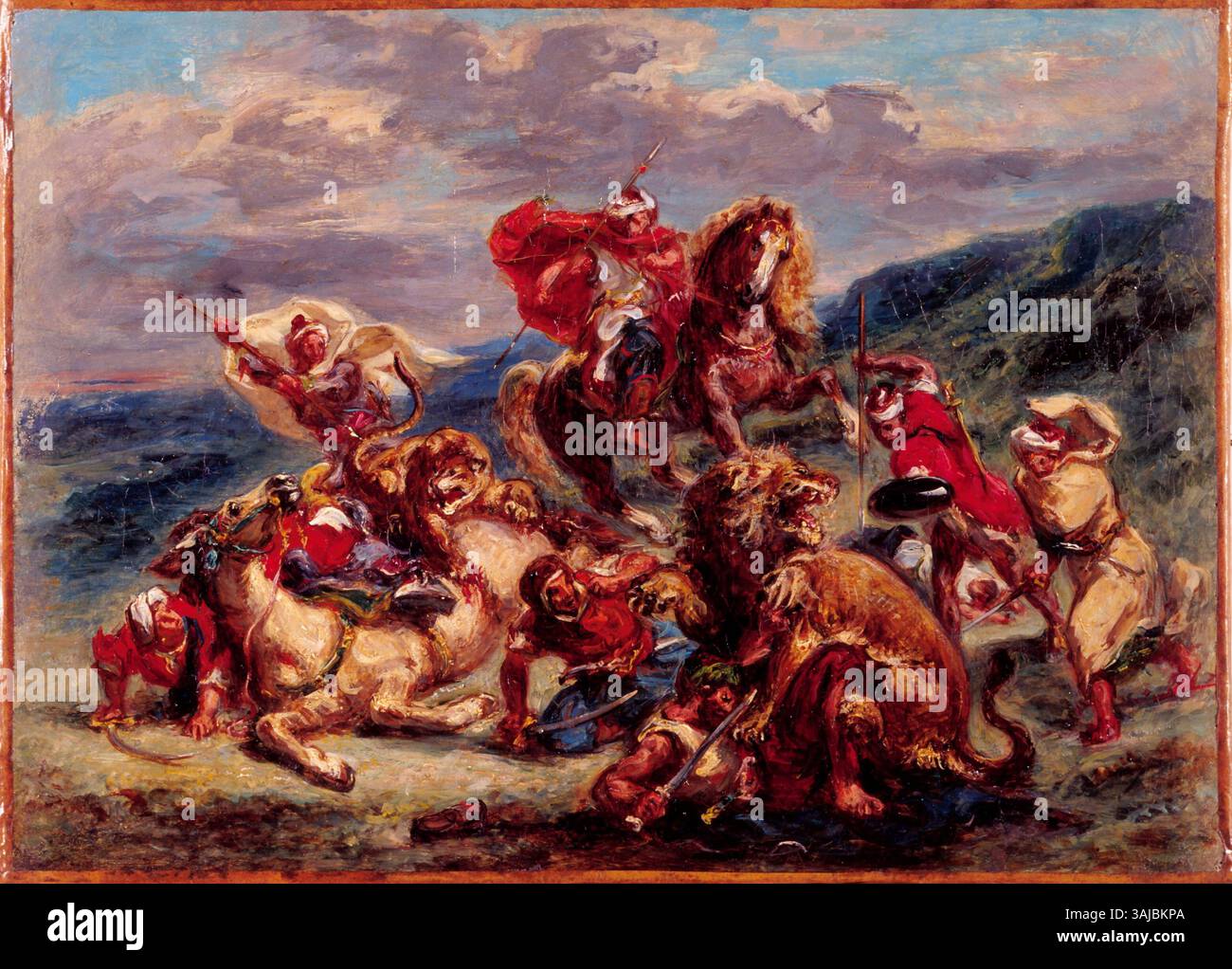Eugène Delacroix’s 1860 painting 'Chasse au Lion' captures the dramatic ...