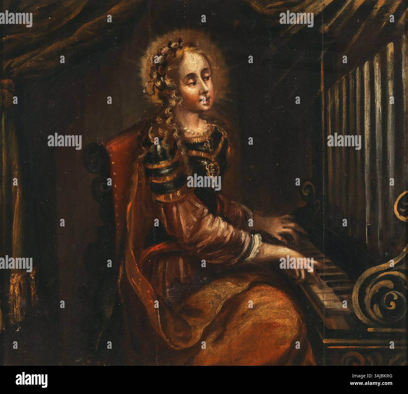 This 18th-century Flemish painting depicts Saint Cecilia playing the ...
