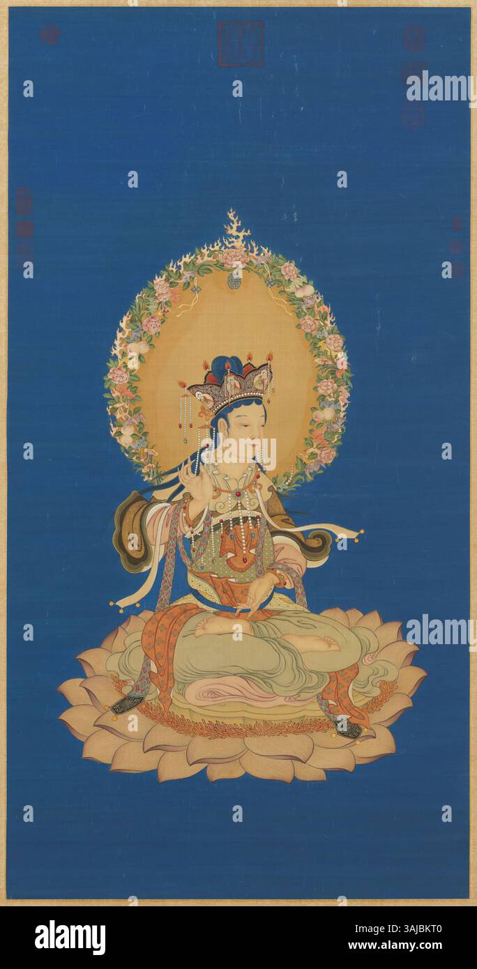 Ding Guanpeng's painting 'Mañjuri Bodhisattva' depicts the revered ...
