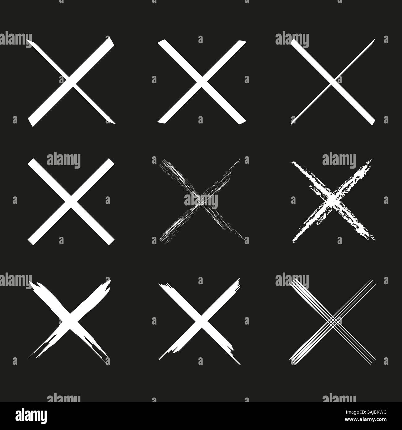 Cross symbol set. Hand-drawn X marks. Abstract rejection icon. White ...