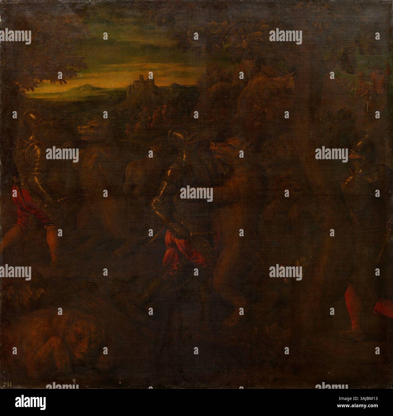 The 'Bear-Hunt' painting, attributed to a follower of Jacopo Bassano ...