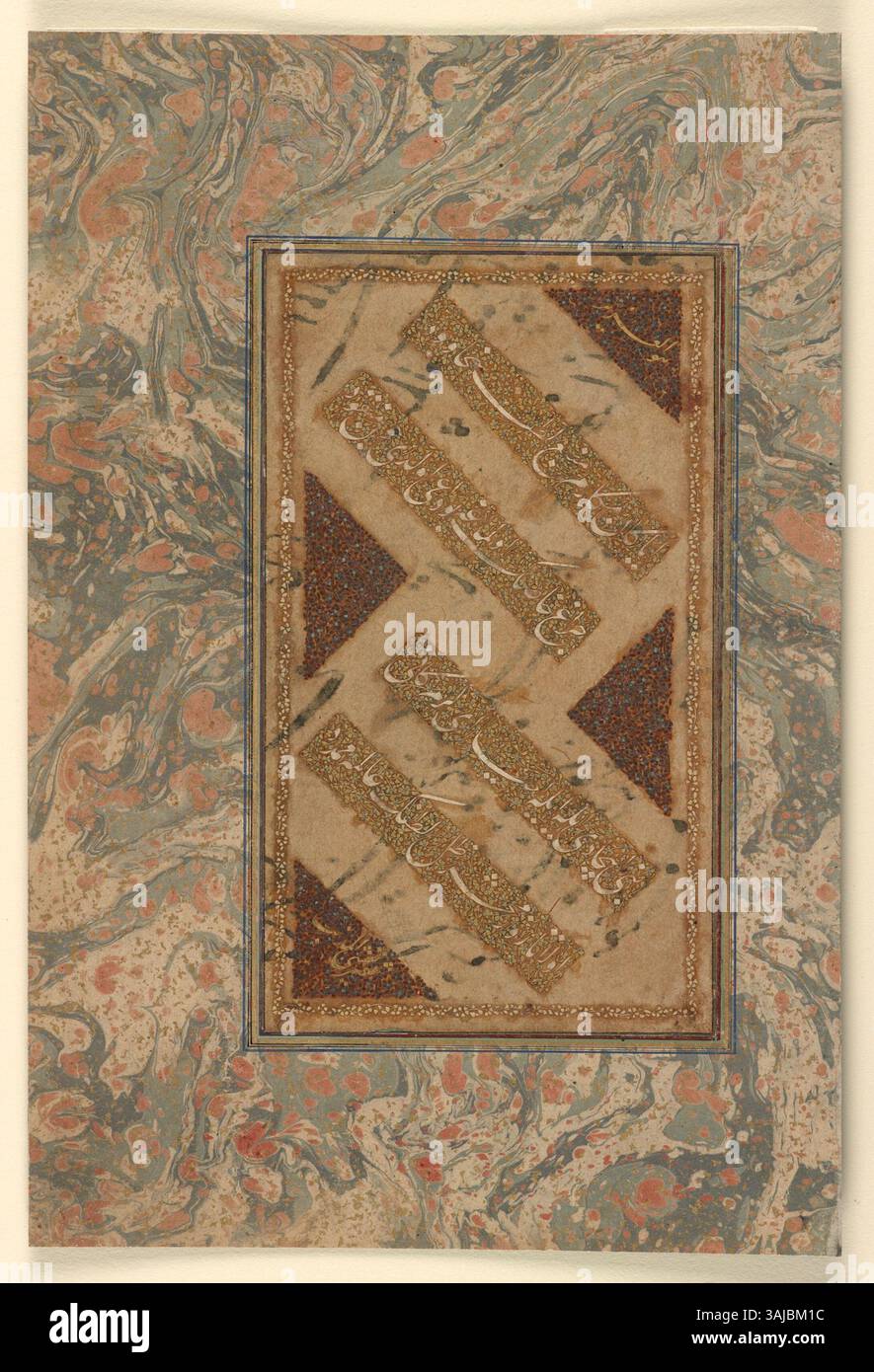 This 16th-century decoupage calligraphy page, signed by Naqshi ...