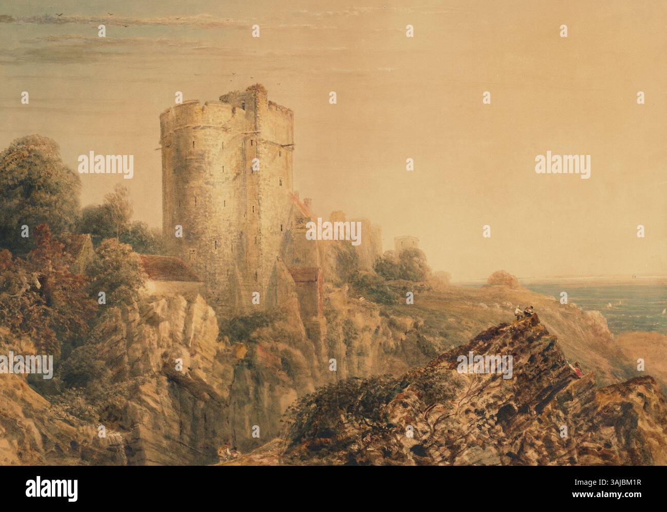 Peter de Wint’s pencil and watercolor piece portrays a distant view of ...