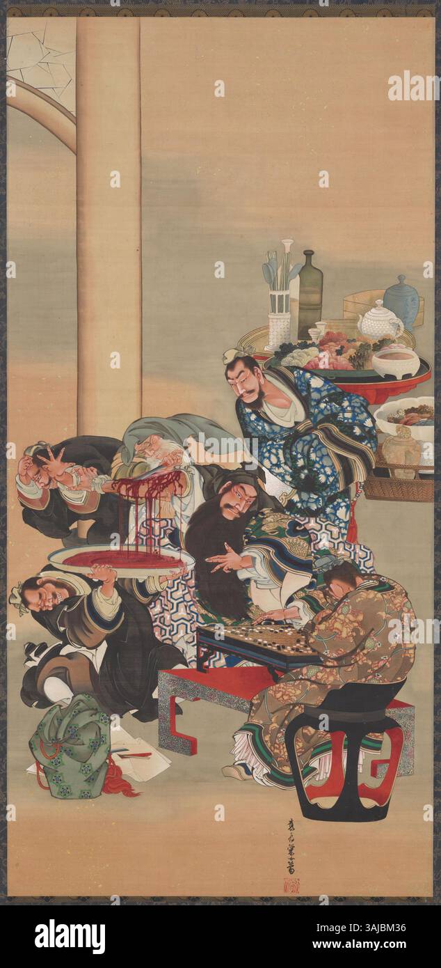This 1840s painting by Katsushika Hokusai portrays a scene from Chinese ...