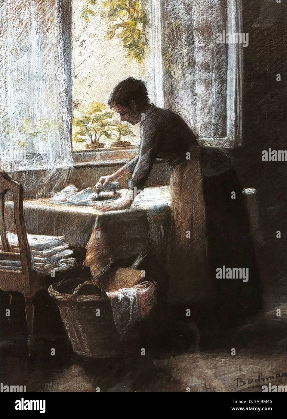 Henri Berchmans’ 'La Repasseuse' (before 1911) is a pastel painting (68 ...