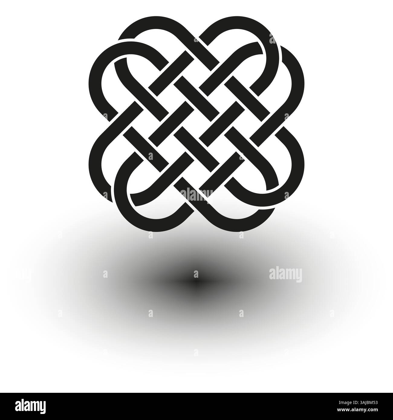 Shadowed knot icon. Interlaced loop form. Traditional vector symbol ...