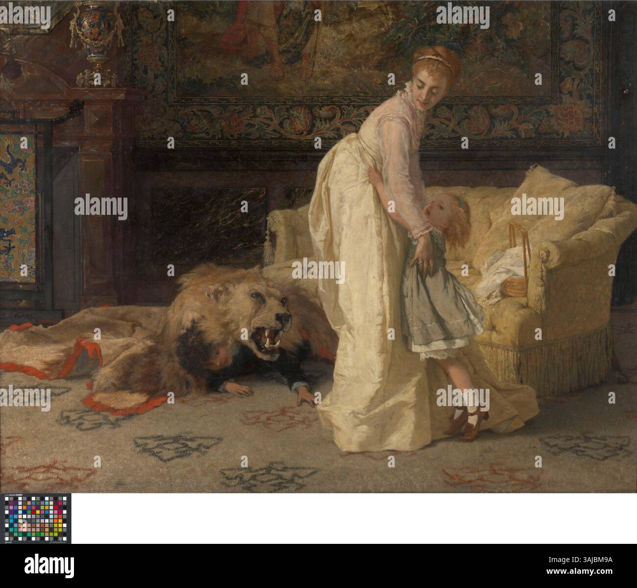 Frans Verhas’ 1874 oil painting, 'The Lion,' depicts a majestic lion in ...