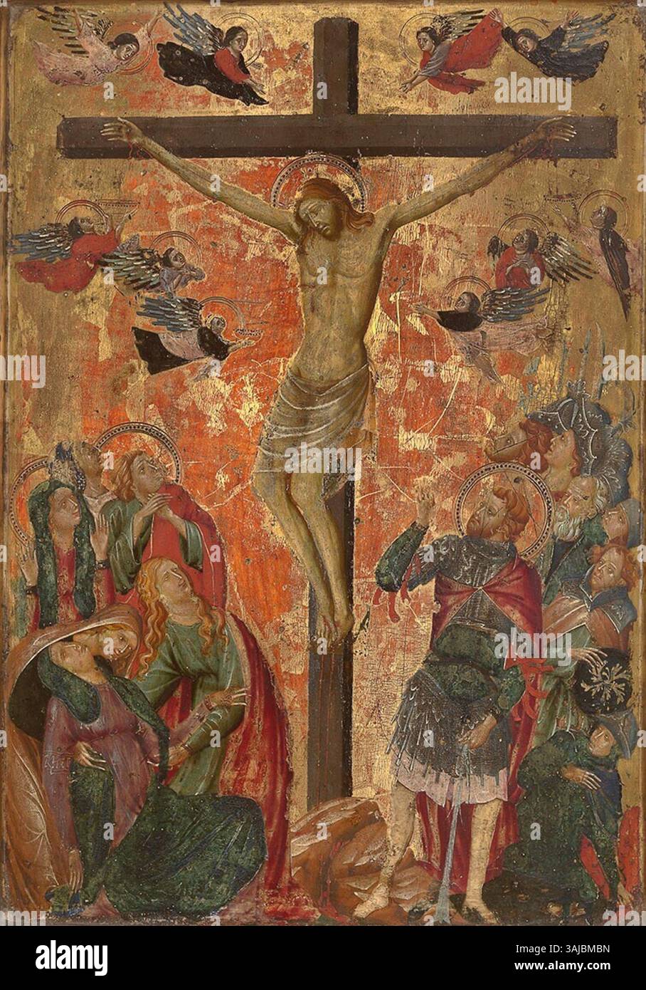 This late 13th-century painting, attributed to an anonymous artist, depicts the crucifixion of ...
