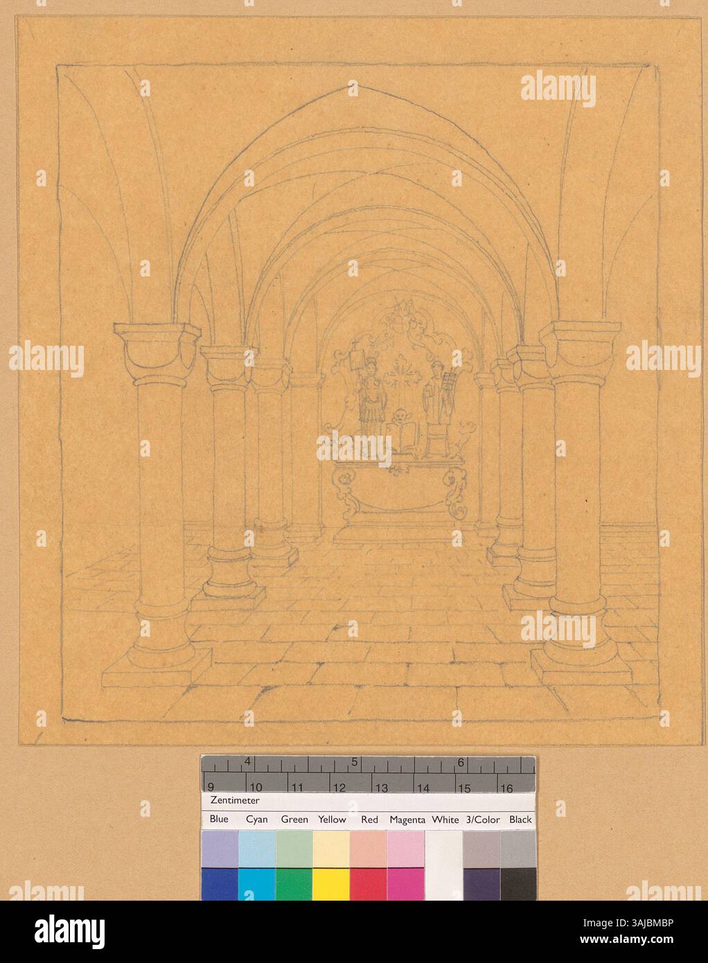 This print depicts the crypt of the Muri Abbey Church, captured by Johann Rudolf Rahn between ...