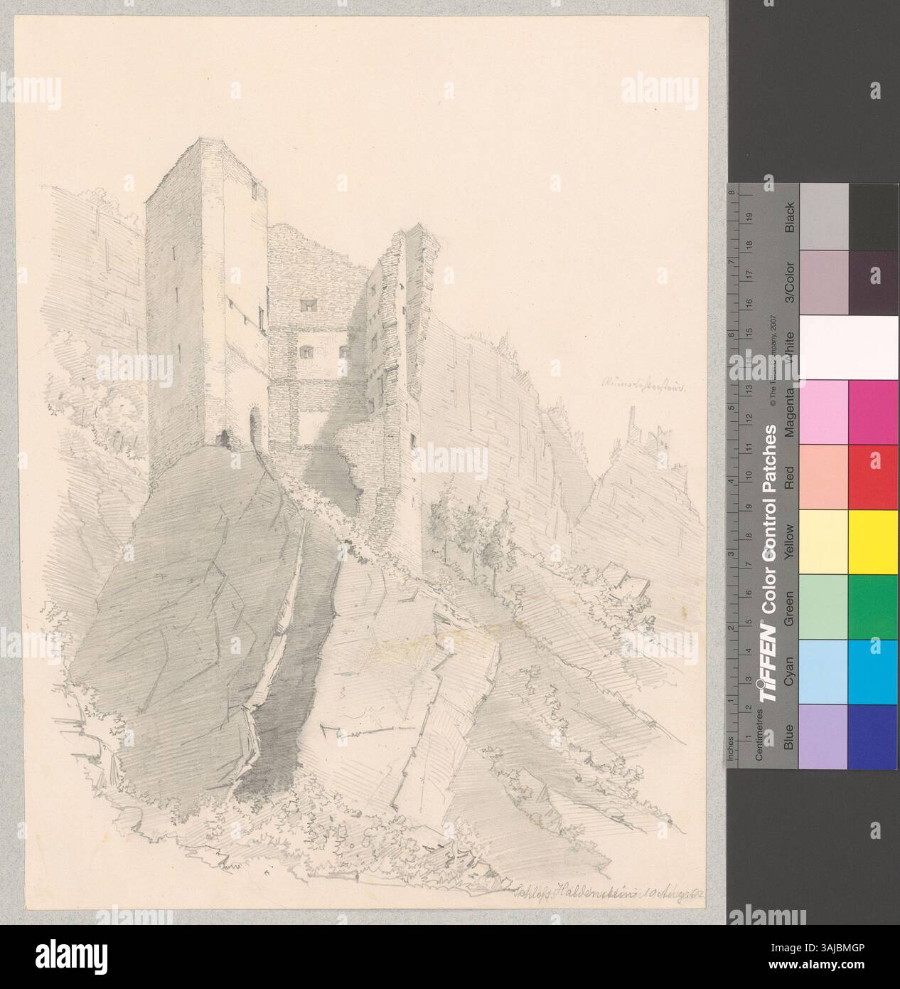 This image depicts an exterior view of Haldenstein Castle ruins in ...