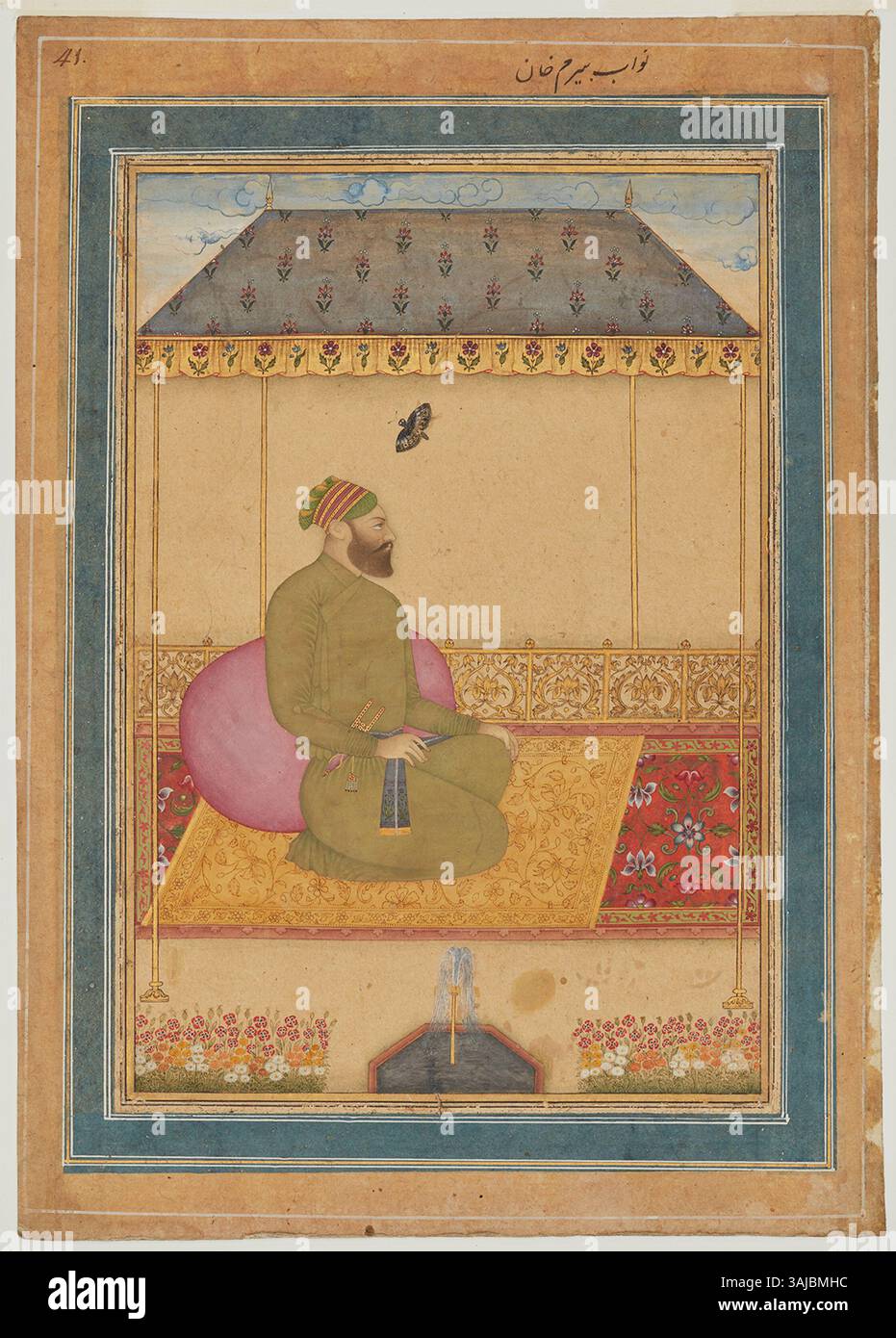 This portrait of Bairam Khan, a prominent officer in the Mughal court ...