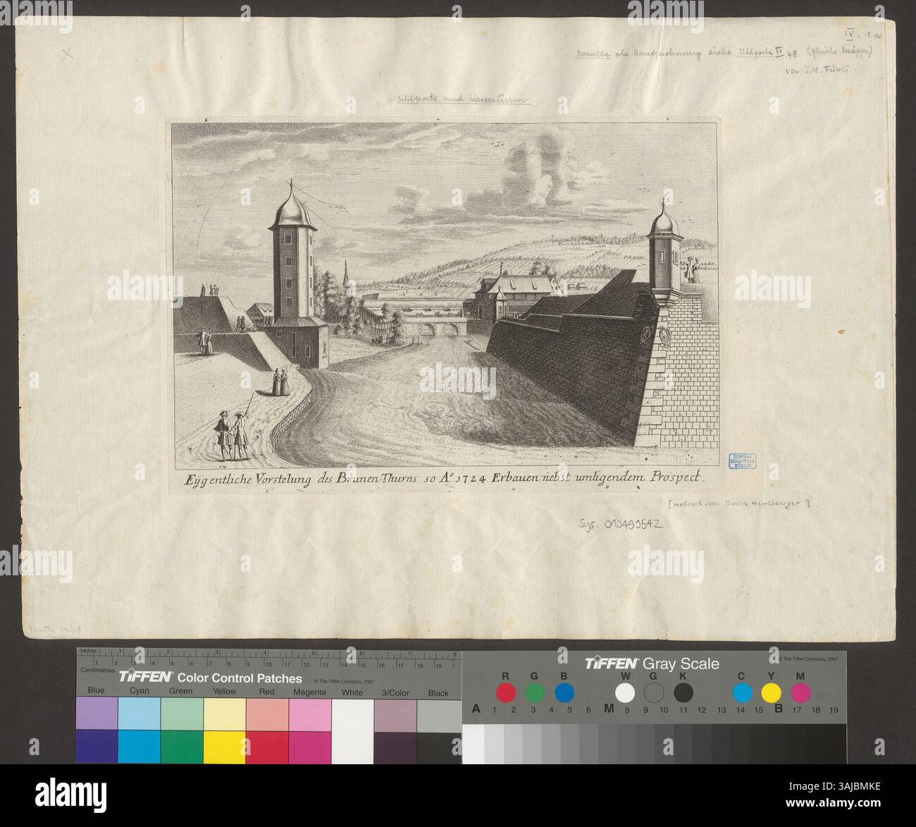 This 1724 print shows the Brunen-Thurn with its surrounding landscape ...