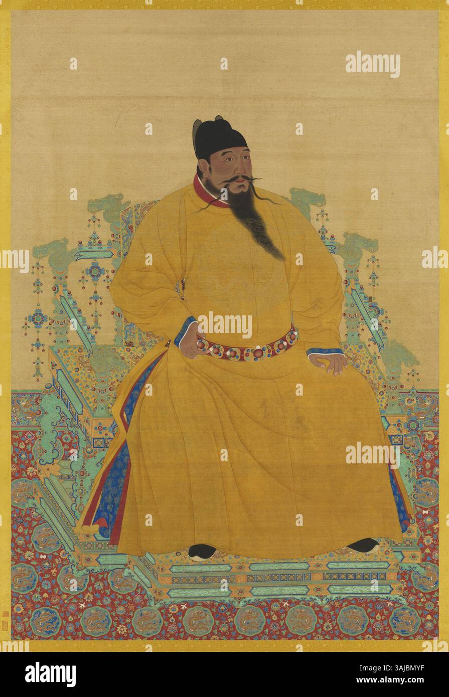 A seated portrait of Emperor Ming Chengzu (Yongle Emperor) of the Ming ...