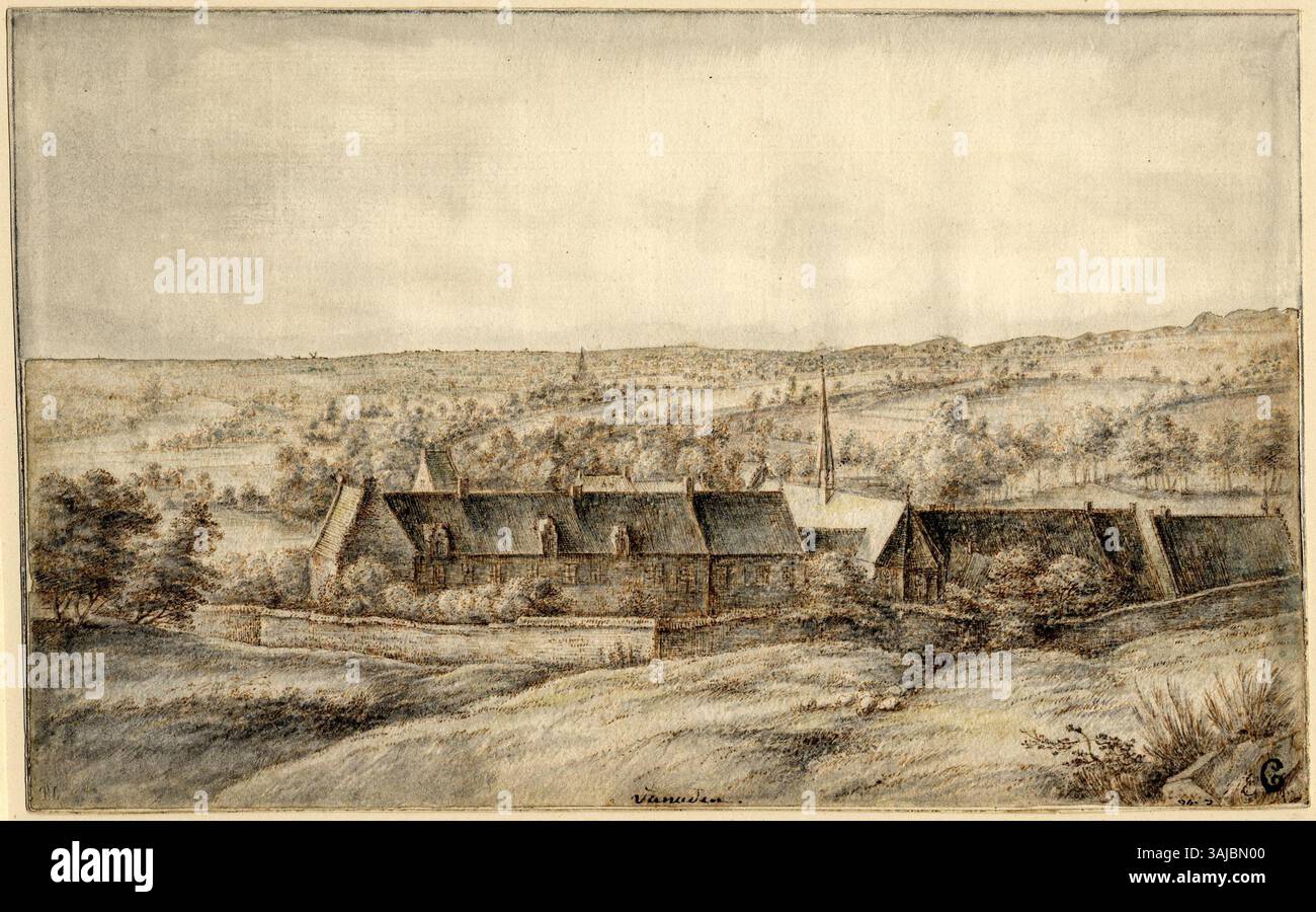 Lucas van Uden’s 'Landscape with a Row of Low Buildings' is a drawing ...