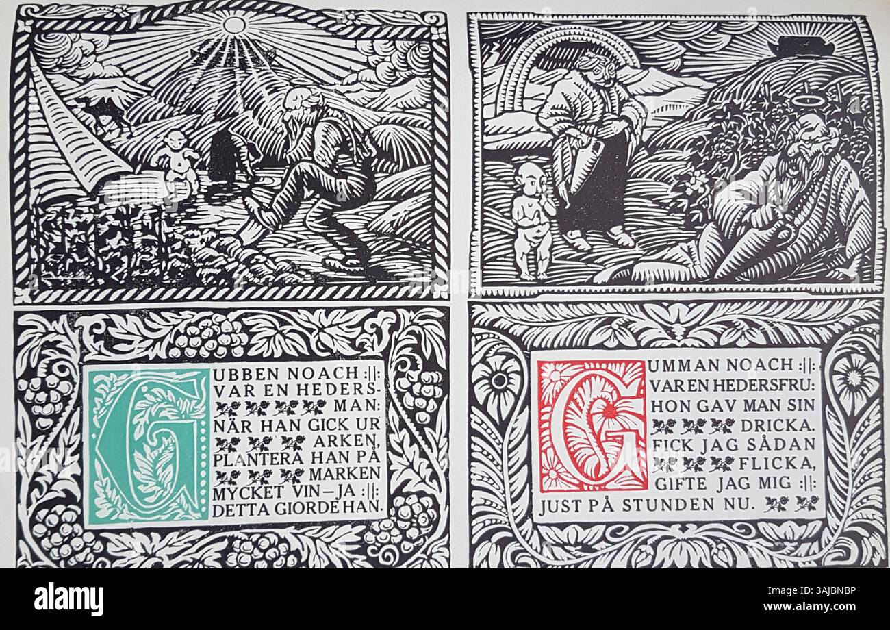 A lithograph by Artur SahlÃ©n depicting Gubben Noak, photographed from ...