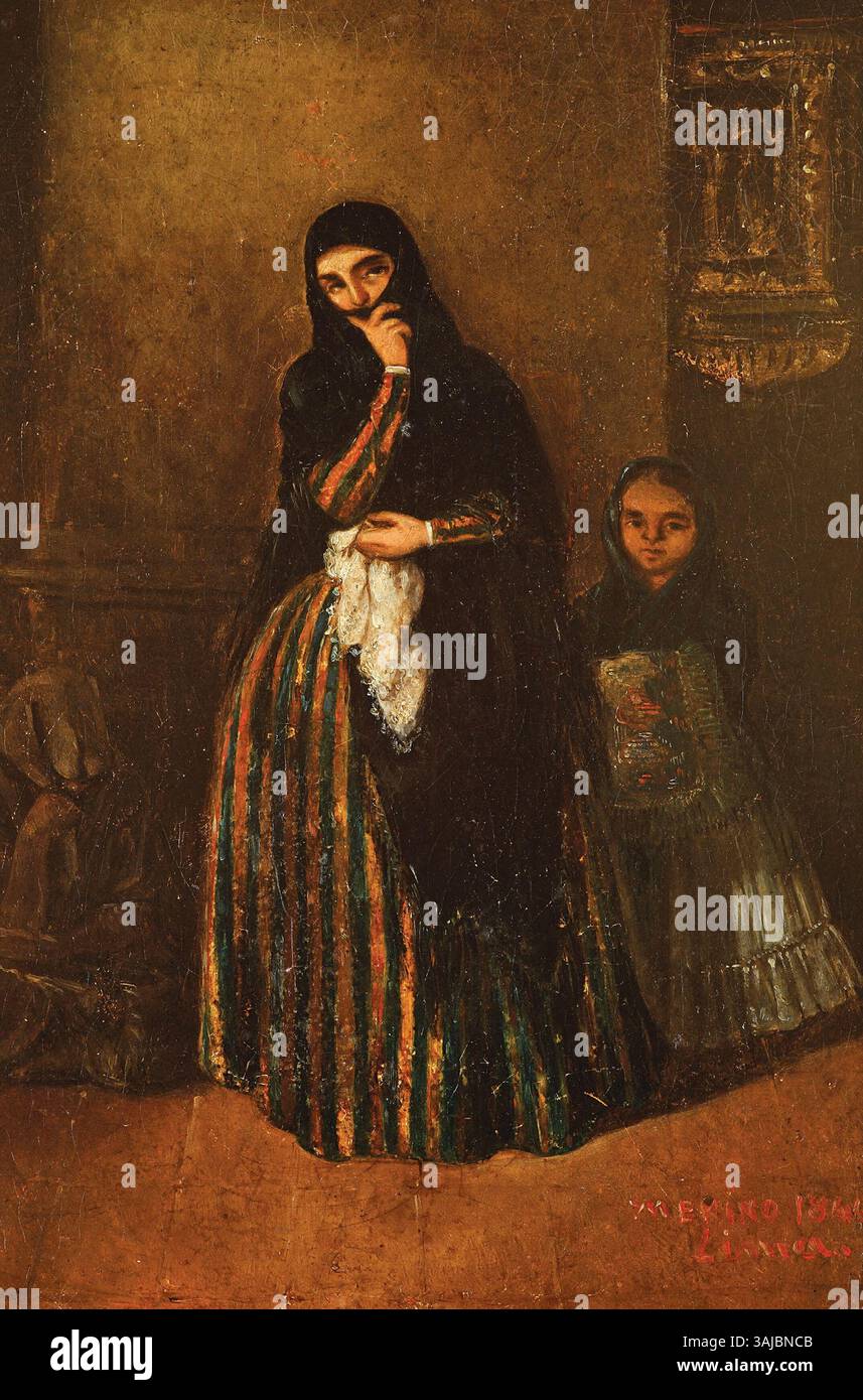 Ignacio Merino’s 1846 oil painting titled 'Tapada con Negrita' depicts ...