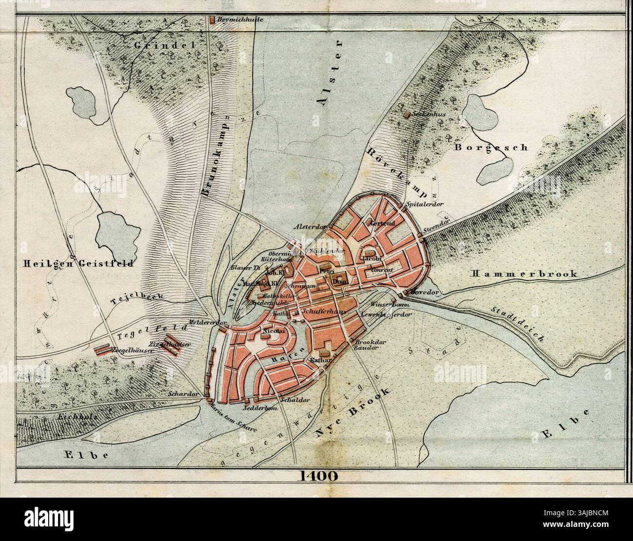 This 1896 historical map by Ernst Hermann Wichmann shows Hamburg in the ...