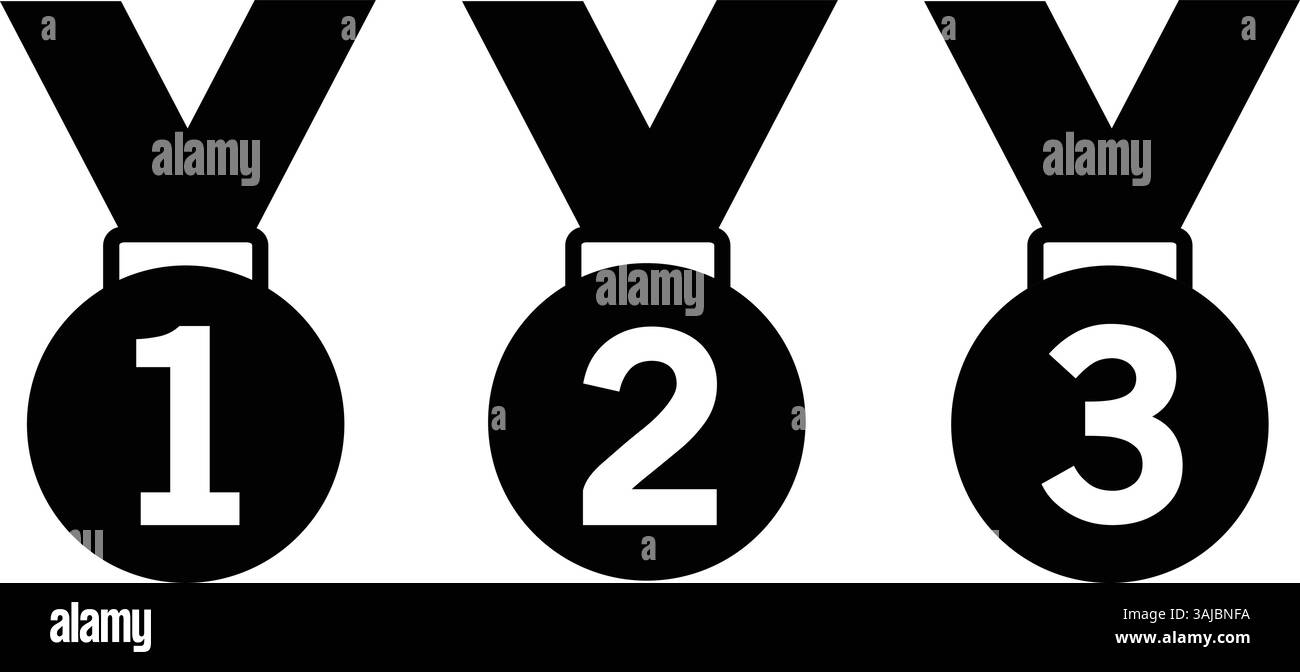 Gold, Silver, Bronze Medal Set Vector – 1st, 2nd, 3rd Place Award Icons ...