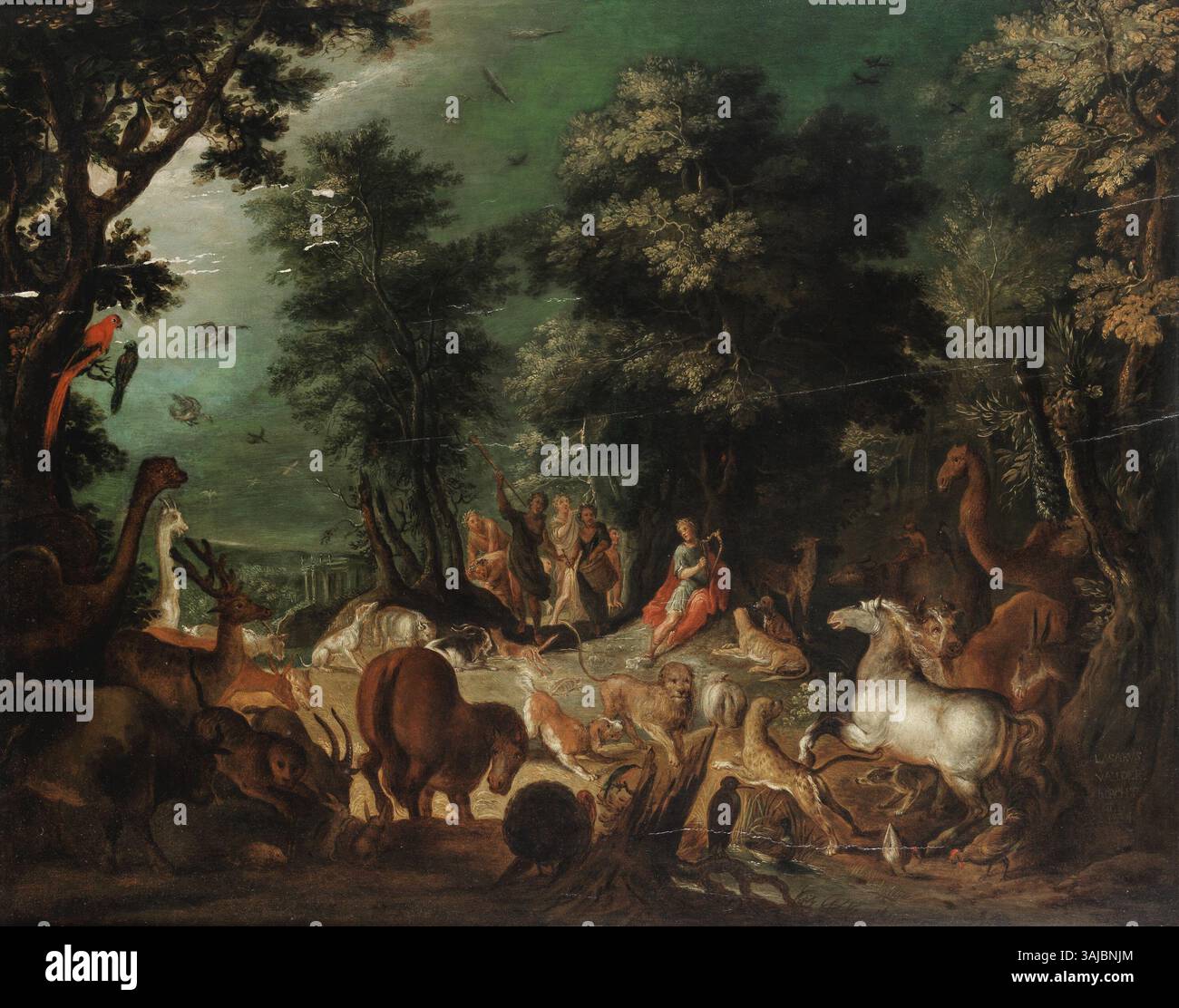 Lazarus van der Borcht's 1634 painting 'Orpheus Charming the Animals ...