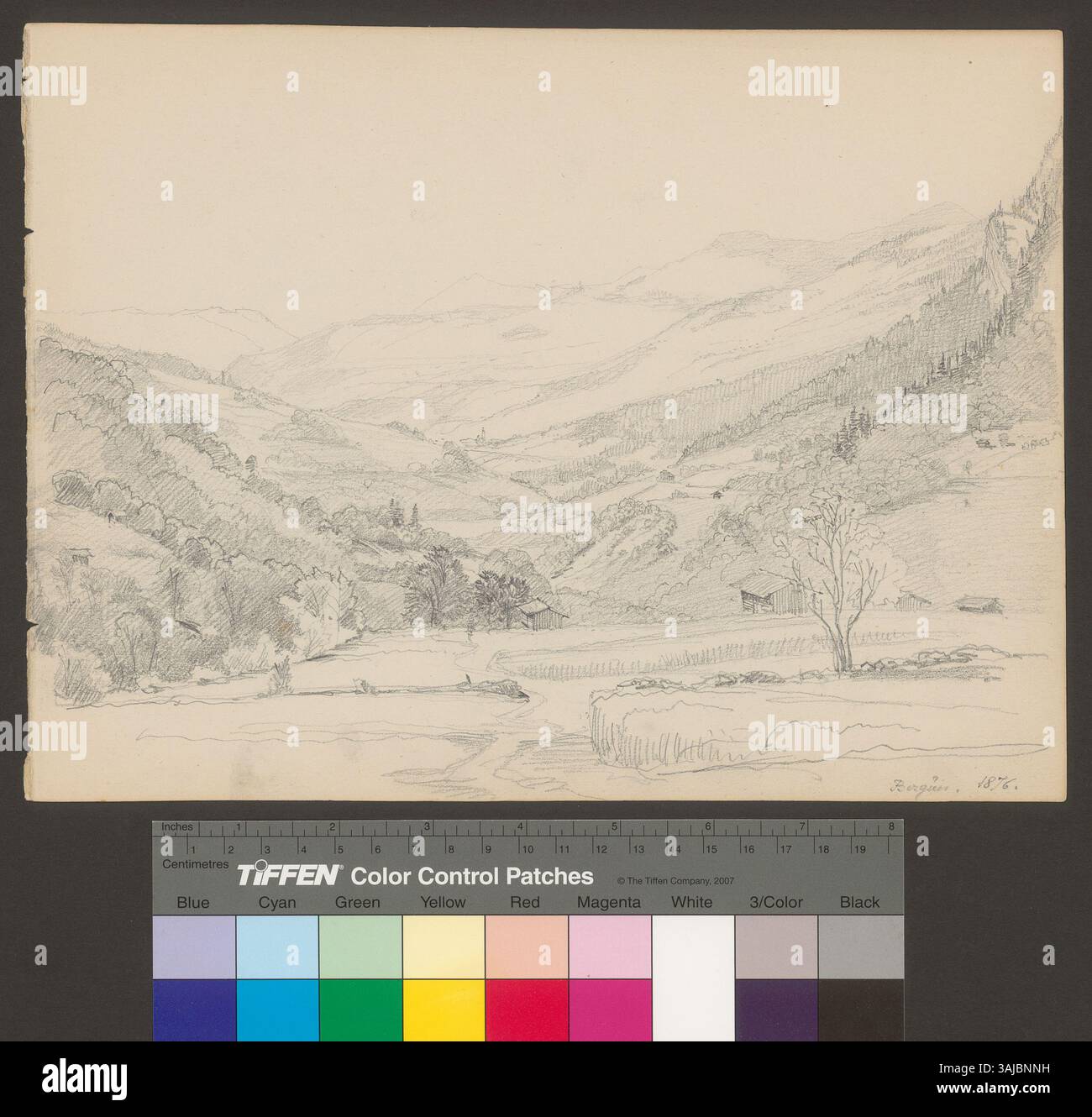 This 1876 drawing by Johann Rudolf Rahn captures the village of Bergün ...