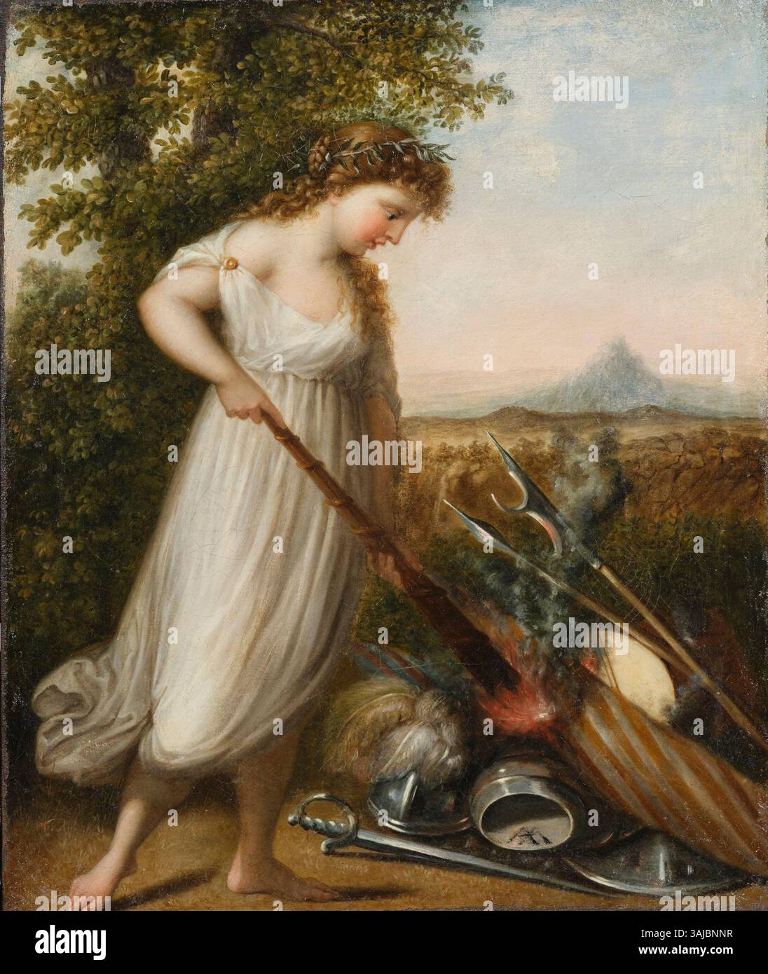This 19th-century Italian oil painting, titled 'Allegory of Peace,' is ...