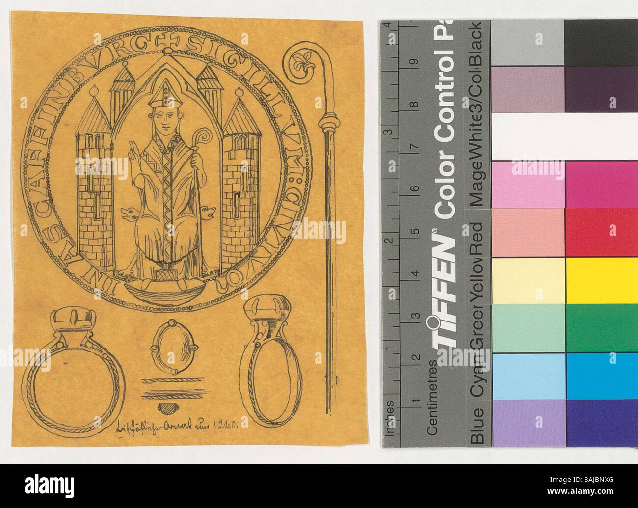 This image shows a bishop's liturgical attire from around 1240, a ...