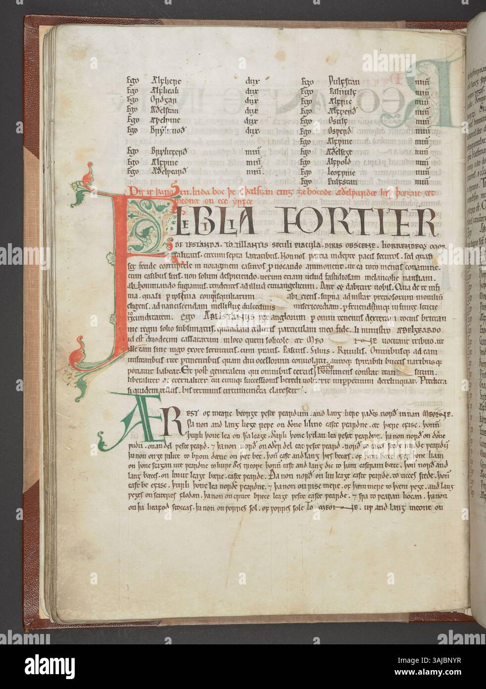 An illuminated page from the Codex Wintoniensis, St Swithun Cartulary ...