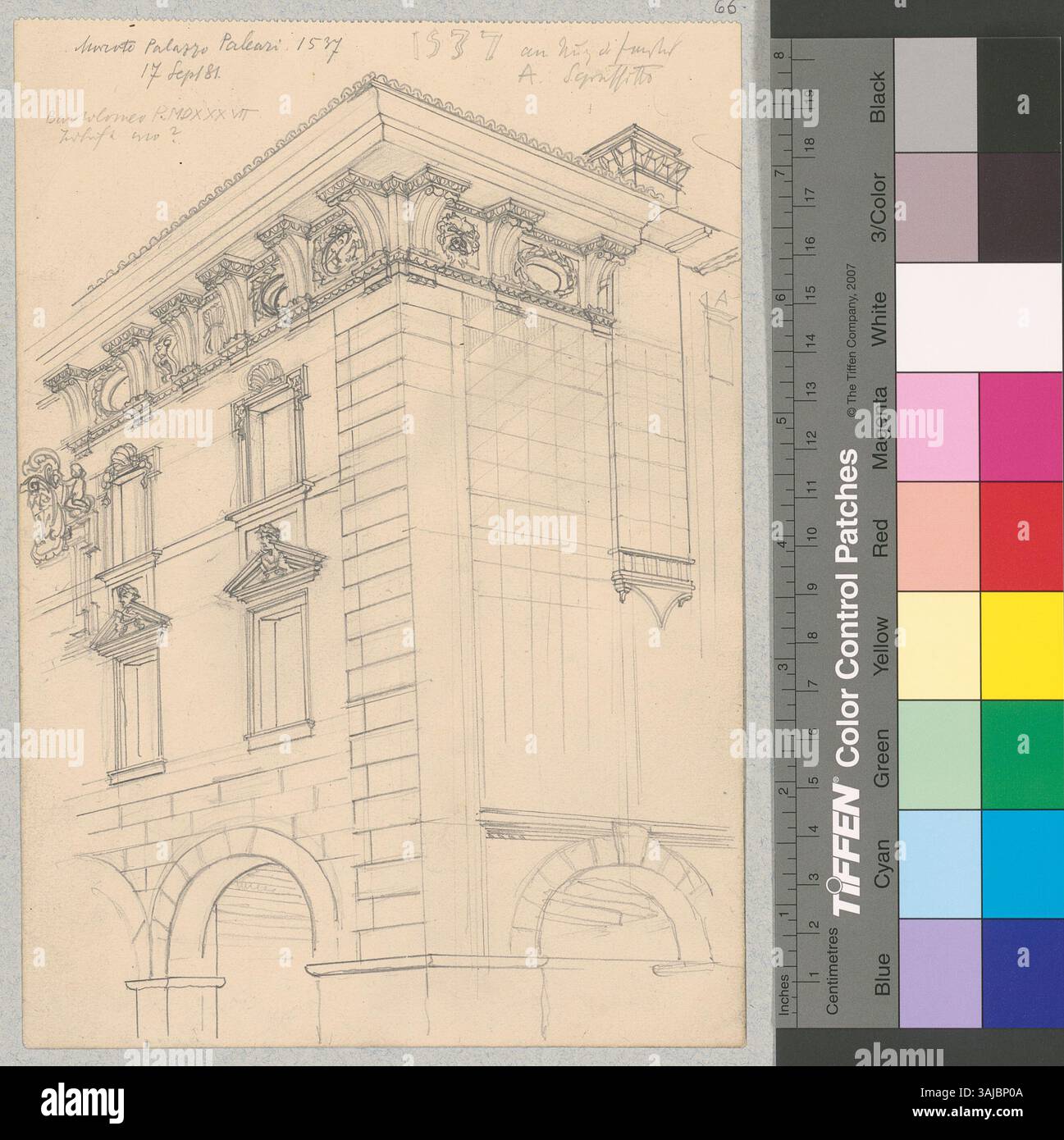 This 1881 drawing by Johann Rudolf Rahn depicts a section of the façade ...