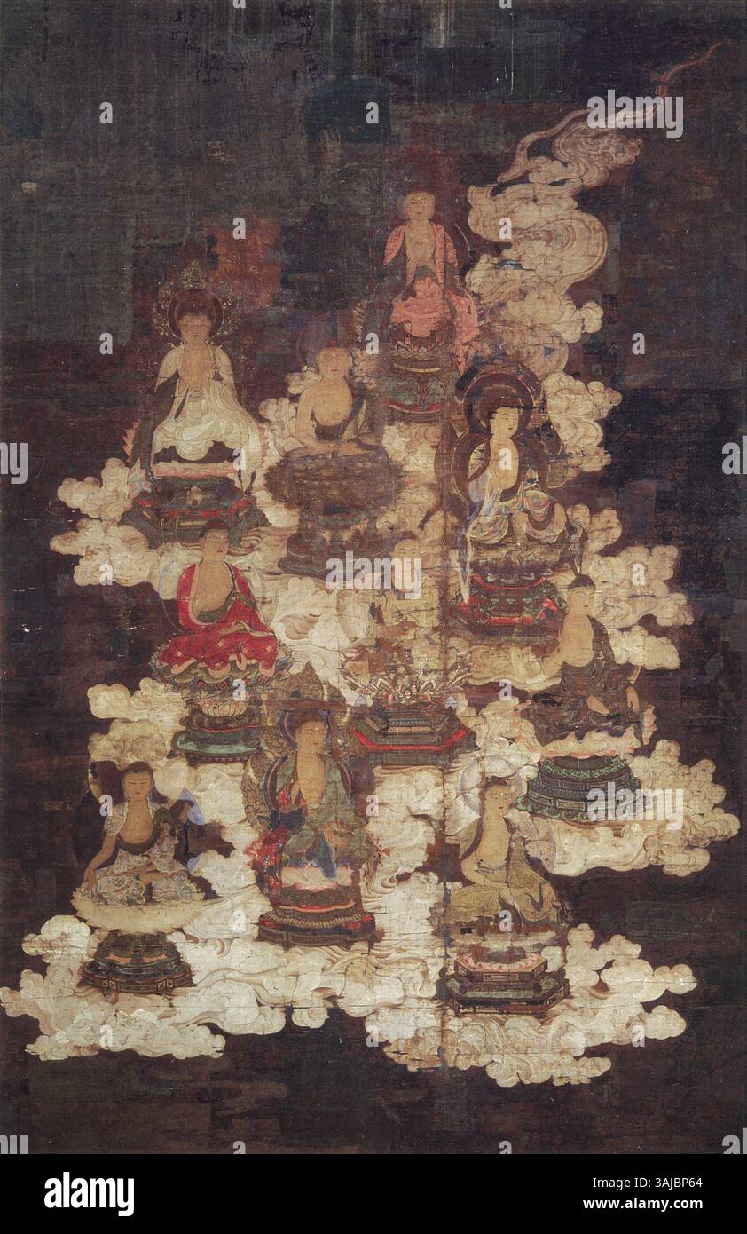 Ten Amida Buddhas, 13th century, Kamakura period. The painting features ...